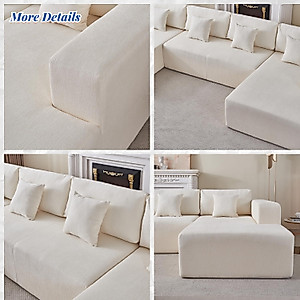 137.79” Oversized Modular Couch, 6 Seat Sectional Couch Sofa with Chaise Lounge, Extra Large U Shaped Sleeper Sofa Cloud Corner Couch for for Living Room, Office, No Assembly Required, Beige