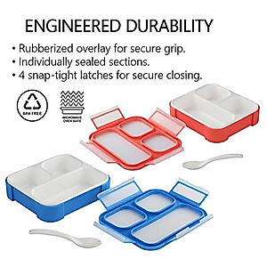 kinsho Bento Boxes for Kids, Lunch Box Set for Boys Girls Toddlers, Leakproof 3 Compartment Containers for Meal or Snack, For Pre-School Travel Work, BPA Free. Blue Orange 2 Pack Medium - Small