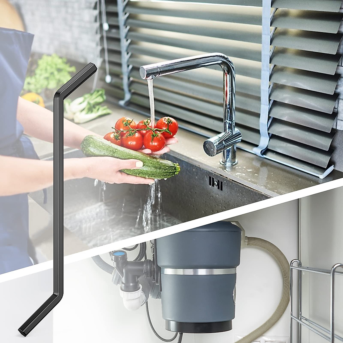 Garbage Disposal Wrench, Garbage Disposal Allen Wrench Tool Compatible with InSinkErator Garbage Disposal to Unjam Kitchen Sink Food Garbage Disposal Clogging Ullnosoo Black