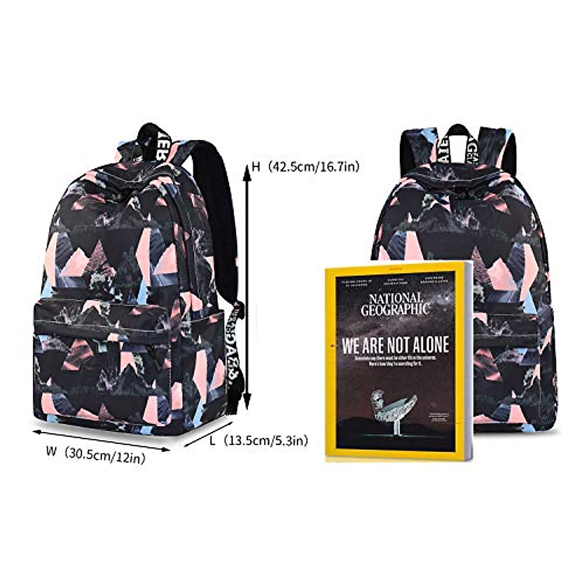 YANAIER Stylish Backpack Purse Laptop Backpack Travel Daypack Black Triangle