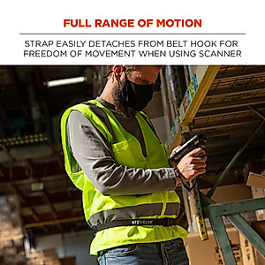 Ergodyne Squids 3135 Barcode Scanner Belt with Hook, Includes Carrying Strap for Bar Code Scanners, Black, Large