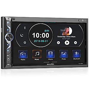 7 inch Double Din Digital Media Car Stereo Receiver,aboutBit Bluetooth 5.0 Touch Screen Car Radio MP5 Player Support Rear/Front-View Camera, AM/FM/MP3/USB/Subwoofer,Aux Input,Mirror Link