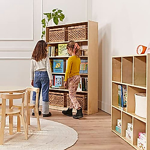 ECR4Kids Classic Bookcase, 60in, Adjustable Bookshelf, Natural