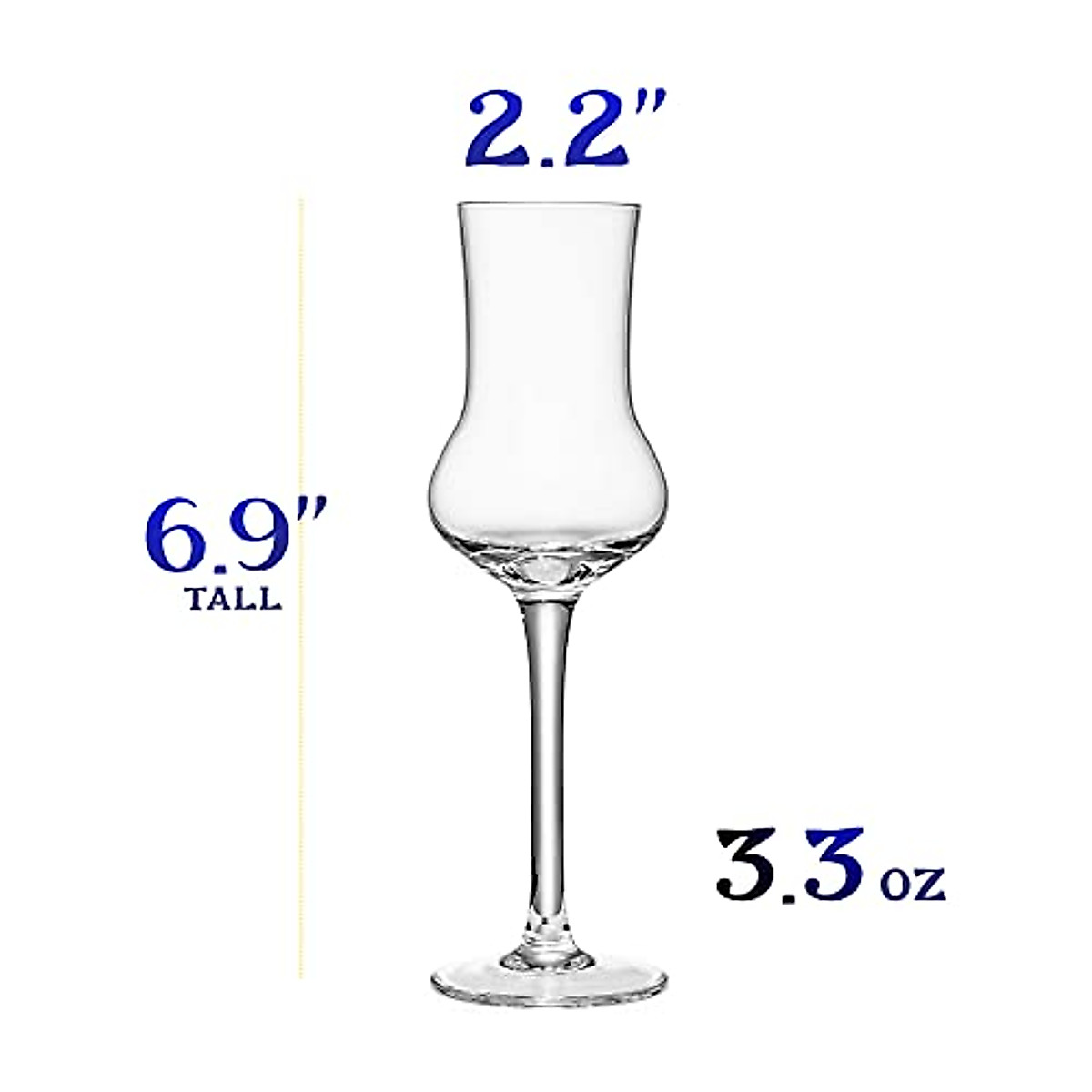 Crystal Limoncello Cordial Glasses | Set of 4 | Tall 3.3 oz Long Stemmed Spirit Glassware for Sipping Aromatic Liquor, After Dinner Drink, Aperitif, Digestive | Elegant Tulip Shaped Stemware