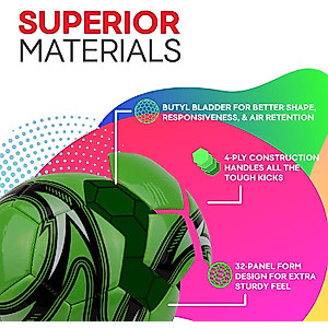 Western Star Soccer Ball Size 3 & Size 4 & Size 5 - Official Match Weight - 5 Colors - Youth & Adult Soccer Players - Helix - Attractive and Durable Design