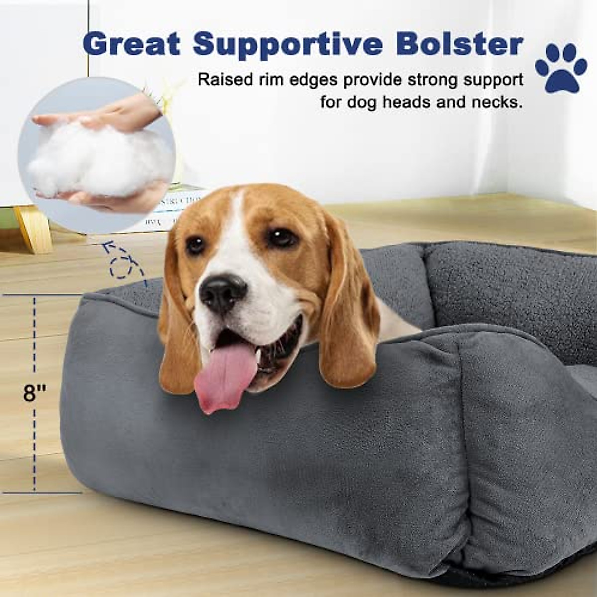 FURTIME Medium Dog Beds for Medium Dogs, Washable Dog Bed Orthopedic Rectangle Puppy Pet Bed, Durable Calming Dog Sofa Bed Soft Sleeping with Anti-Slip Bottom M (25"x21"x8")