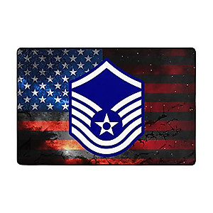 Air Force Master Sergeant 1st SGT Diamond Rank Area Rug Living Room Bedroom Kitchen Sofa Bedside Carpet Floor Mats 36"X24"