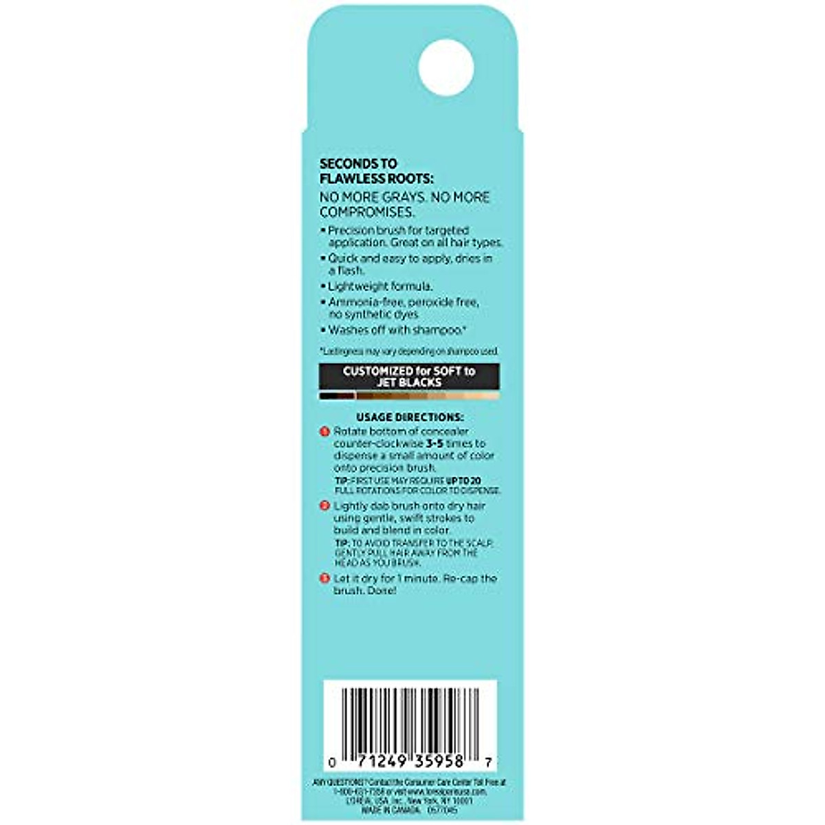 L’Oréal Paris Magic Root Precision Temporary Gray Hair Color Concealer Brush, 1 Black, 0.05 fl; oz.