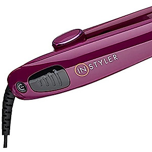 InStyler Max 1.25" Purple 2-Way Professional Rotating Iron with Sectioning Comb - Heated Tourmaline Ceramic Barrel Straightens Without Creasing for Blowout Styling - For All Hair Types