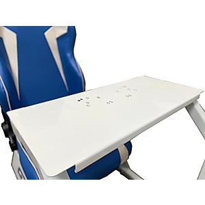 GTR Simulator GTA Model White Frame with Adjustable Blue White Leatherette Racing Seat Racing Driving Gaming Simulator Cockpit Chair