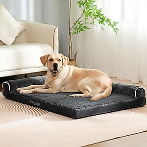 Ainpota Dog Bed Orthopedic Dog Beds for Large Dogs Plush L-Shaped Dog Couch with Removable Washable Cover, Eggs Crate Foam Pet Bed with Waterproof Lining, Dog Sofa for Giant Dog Up to 55lb
