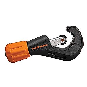 Klein Tools 88904 Professional Tube Cutter, 4-Roller Tracking System, Accurate Cutting for HVAC, Reaming Tool, Includes Extra Cutting Wheel