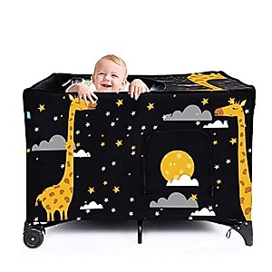 Blackout Cover for Pack N Play, Portable Breathable Crib Tent to Block 90% of Light for Indoor Outdoor Travel, Stretch Up to 48×39 Inches