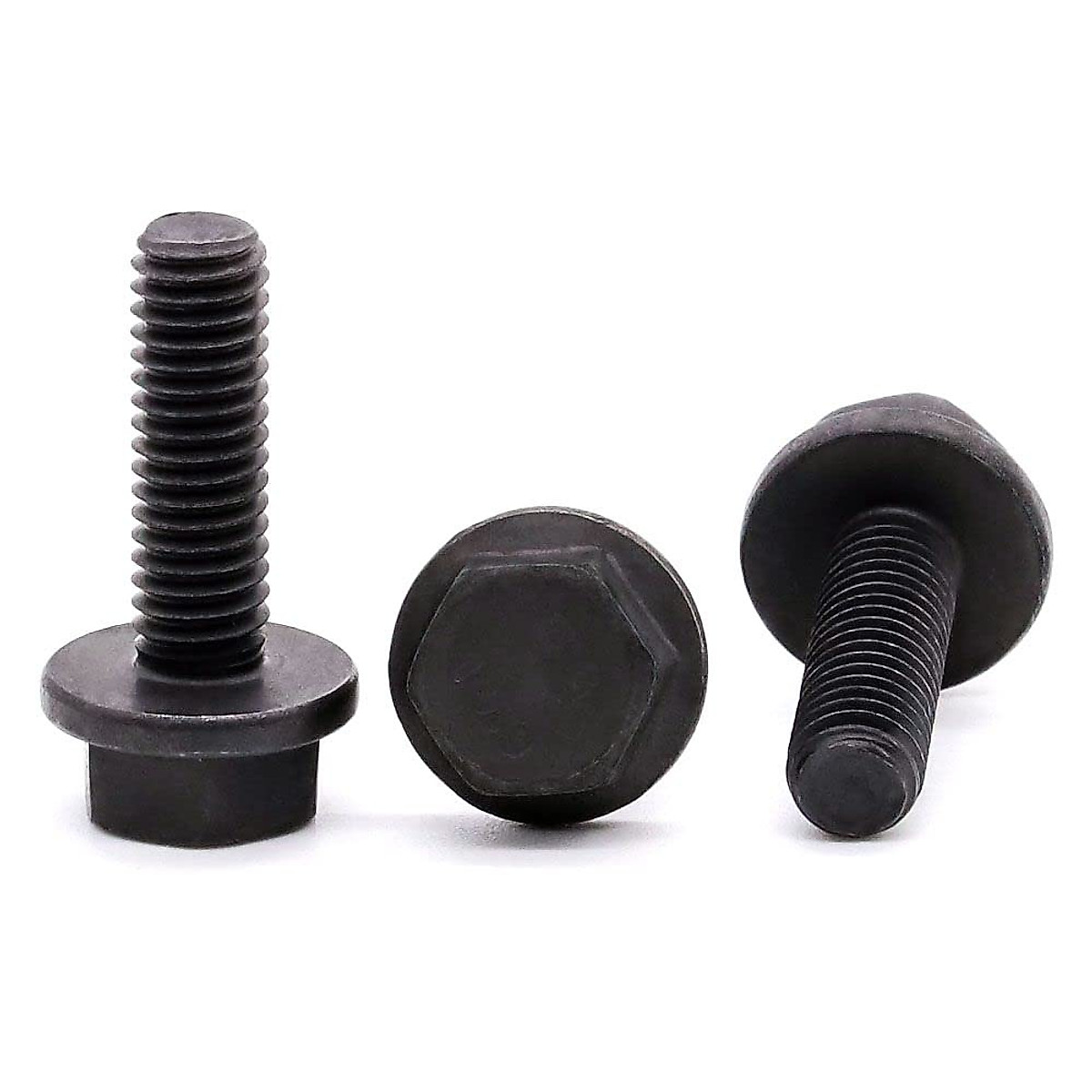Glvaner M6-1.0 x 16mm (25 pcs) Alloy Steel Flanged Washer Head Hex Bolts, Extra-Large Washer Head, 10.9 Grade Black Oxide Finish GB5789 Full Thread