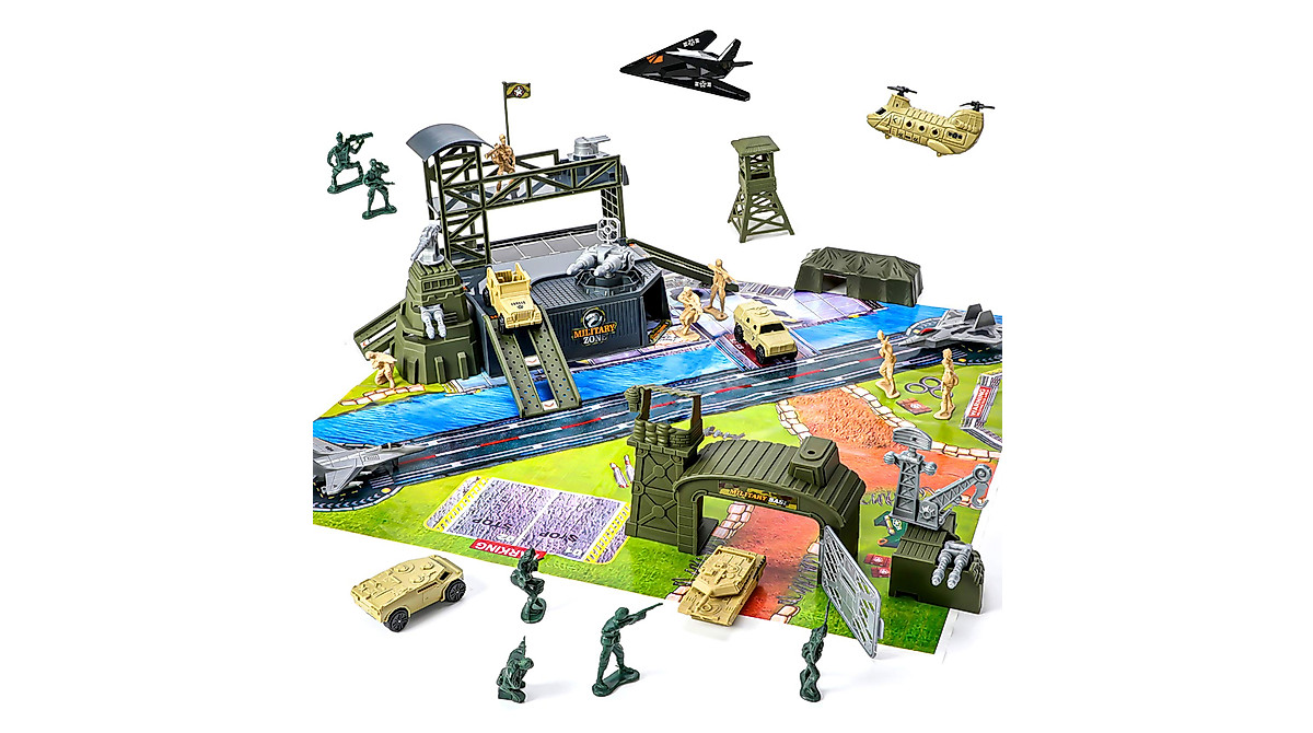 47 Pieces Military Base Playset with Vehicles & Accessories