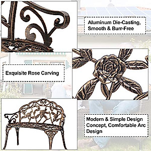 TTY Store Patio Garden Bench Park Bench Loveseats for Outdoor Porch, Patio, Lawn, Balcony, Backyard and Indoor Metal Material Bench