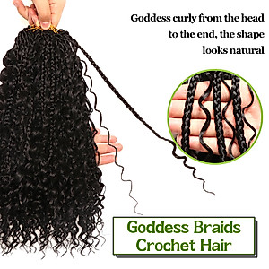 Goddess Bohemian Box Braids Crochet Hair-8 Packs 18 Inch Boho Crochet Braids for Black Women Synthetic Braiding Hair (1B#, 24 Inch (Pack of 7))