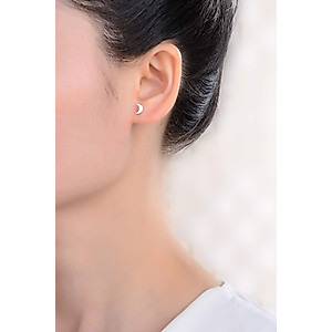 2 Pairs Adabele Real 925 Sterling Silver Hypoallergenic Stud Earrings Dainty Small Waxing Moon Ear Studs for Women Birthday Gift SSE93-1