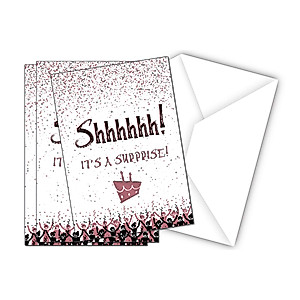 Elcer Surprise Party invitations | It’s a surprise Birthday | Kids and Adults | Fill In Style | Rose Gold & Black | Confetti Streamers Party Invitations | 20 Count With Envelopes | All occasions