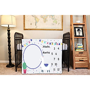 LUCKBTY Baby Monthly Milestone Blanket with Floral Wreath & Frame Cactus Alpaca Baby Shower Photography Props to Capture Babies First Year 60"x40" BTZDLU36