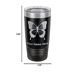 LaserGram 20oz Vacuum Insulated Tumbler Mug, Swallowtail Butterfly, Personalized Engraving Included (Black)