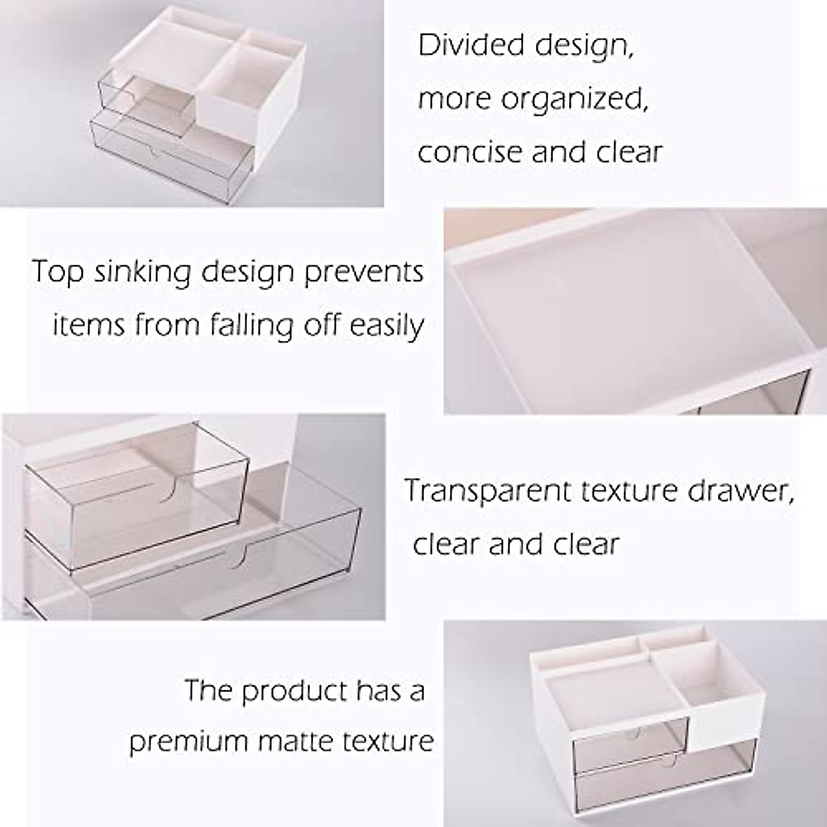 RAMFIYN Blue Kawaii Desk Organizer with 2 Drawers, 10 Compartments, Plastic Stationary Organizer for Home, School