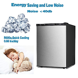 Electactic Upright Freezer 2.1 Cu.ft Freezer Upright Stainless Steel Compact Upright Freezer with Reversible Single Door, Free Standing Freezer with Adjustable Thermostat, El-05