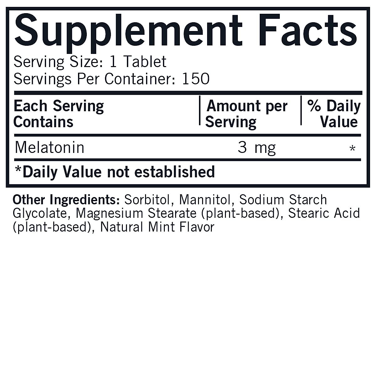 Kirkman - Melatonin 3mg - 150 Chewable Tablets - Refreshing Mint Flavor - Hypoallergenic