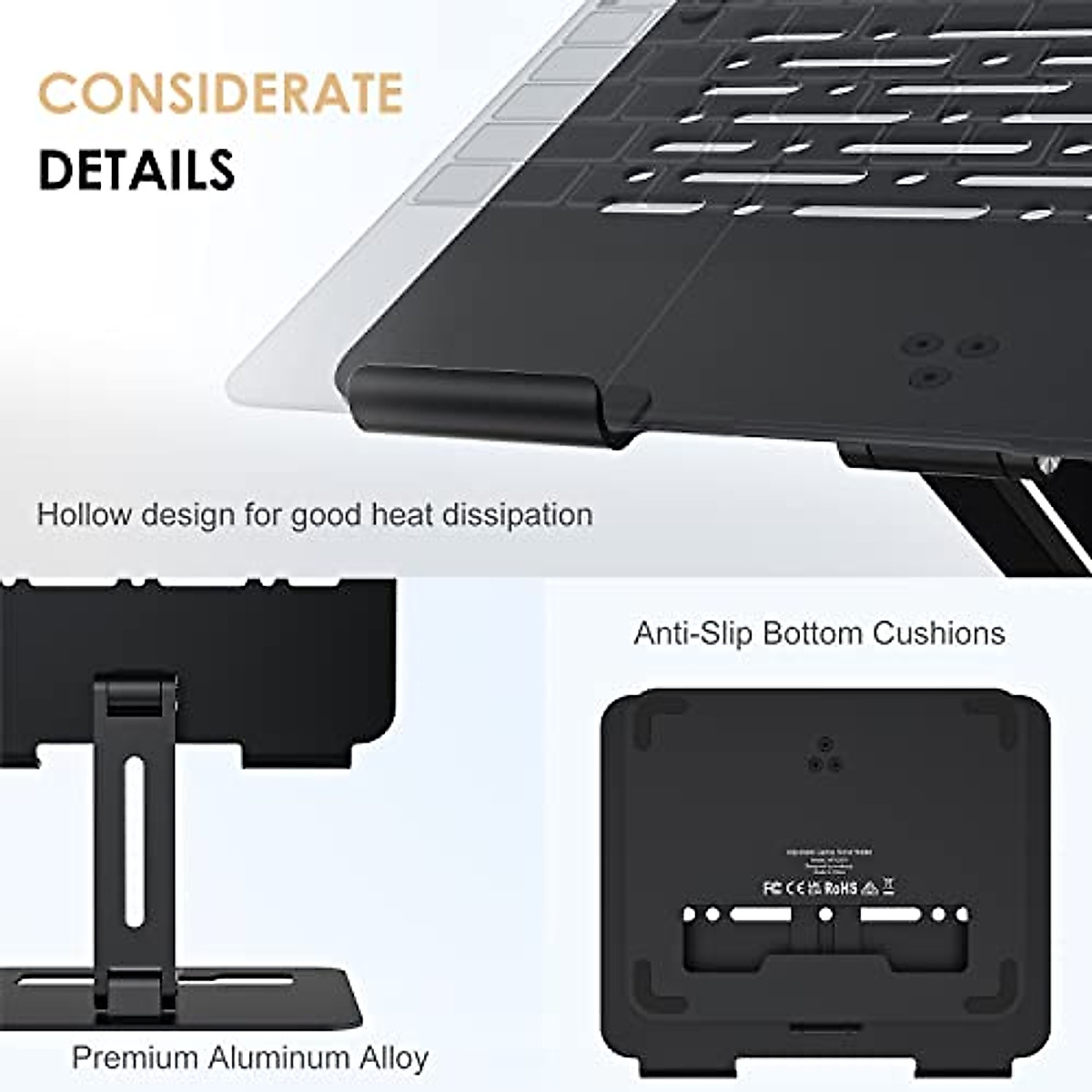 Minthouz Laptop Stand for Desk, Ergonomic Laptop Riser,Height & Angle Adjustable Computer Stand, Foldable Laptop Holder Compatible with MacBook Air Pro Dell XPS Lenovo HP More 10"-17" Laptops