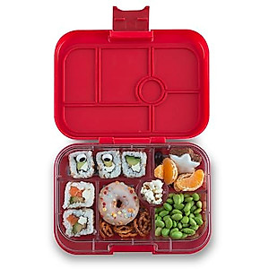Yumbox® Original Leakproof Bento Lunch box for Kids, 5 Compartments + Dip Well, Easy-Open Latch, Just Right Portions, Removable Illustrated Tray (Roar Red - Race Cars), Ages 3-7