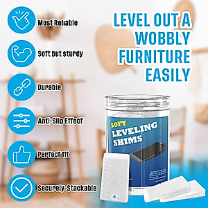 Furniture Levelers, 32 Pieces Jar, Clear Table Shim Premium Restaurant Leg Wedges, Home Improvement DIY Levelers - Rubber Type Texture, Firm, Non-Slip, Doors, Sofa and More