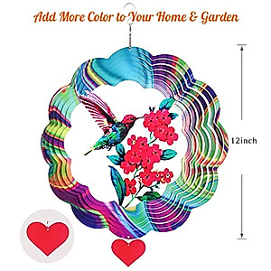 Wind Spinners Garden Decor Hummingbird Wind Spinner Outdoor Metal Hanging Mandala Decor-Wind Spinners for Yard and Garden Patio Porch,Garden Wind Spinner Hummingbird Gifts Women Men Mom Gift