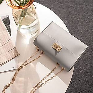 Women'S Crossbody Bag Chain PU Leather Shoulder Bag With Twist Lock Flap Casual Messenger Bags