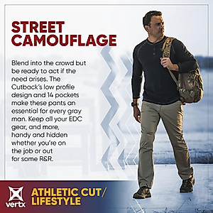 Vertx Men's Standard Cutback Technical Pants Tactical Gear with Pockets Lightweight Stretch Quick Dry Odor Control Athletic Cut Outdoor Pant, Shock Cord, 32x30