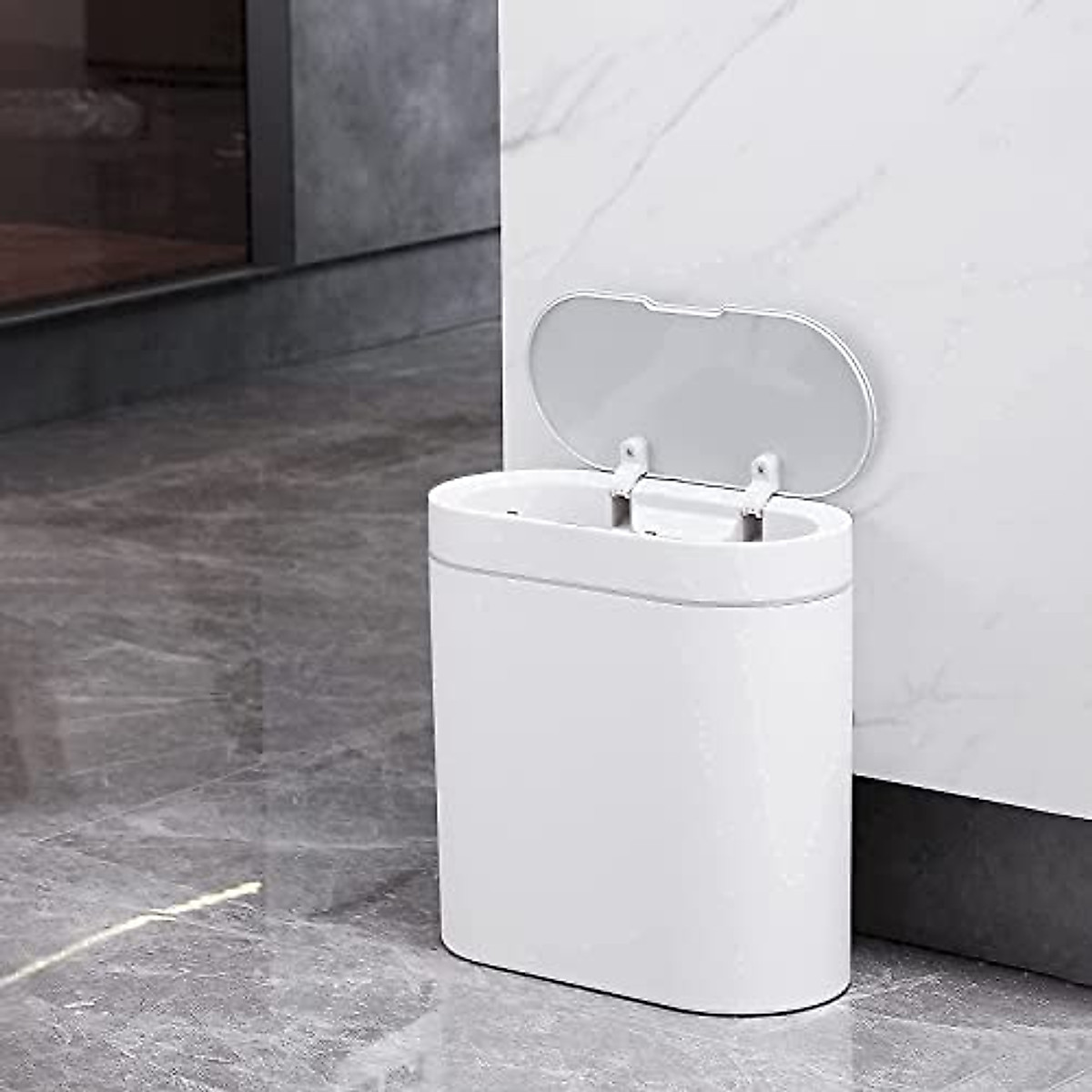 Bundles of 2.5 Gallon Motion Sensor Trash Can and 2.5 Gallon Hanging Trash Can, ELPHECO for Bathroom and Kitchen use