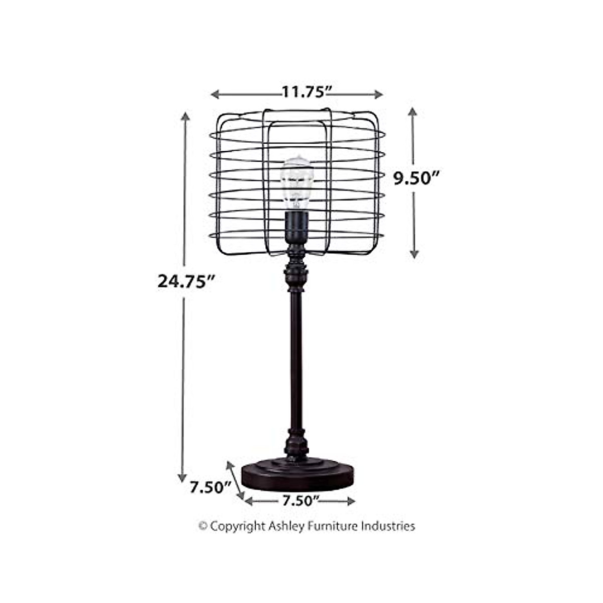 Signature Design by Ashley L207164 Javan Table Lamp, 11.63" x 11.63" x 24.75", Antique Black