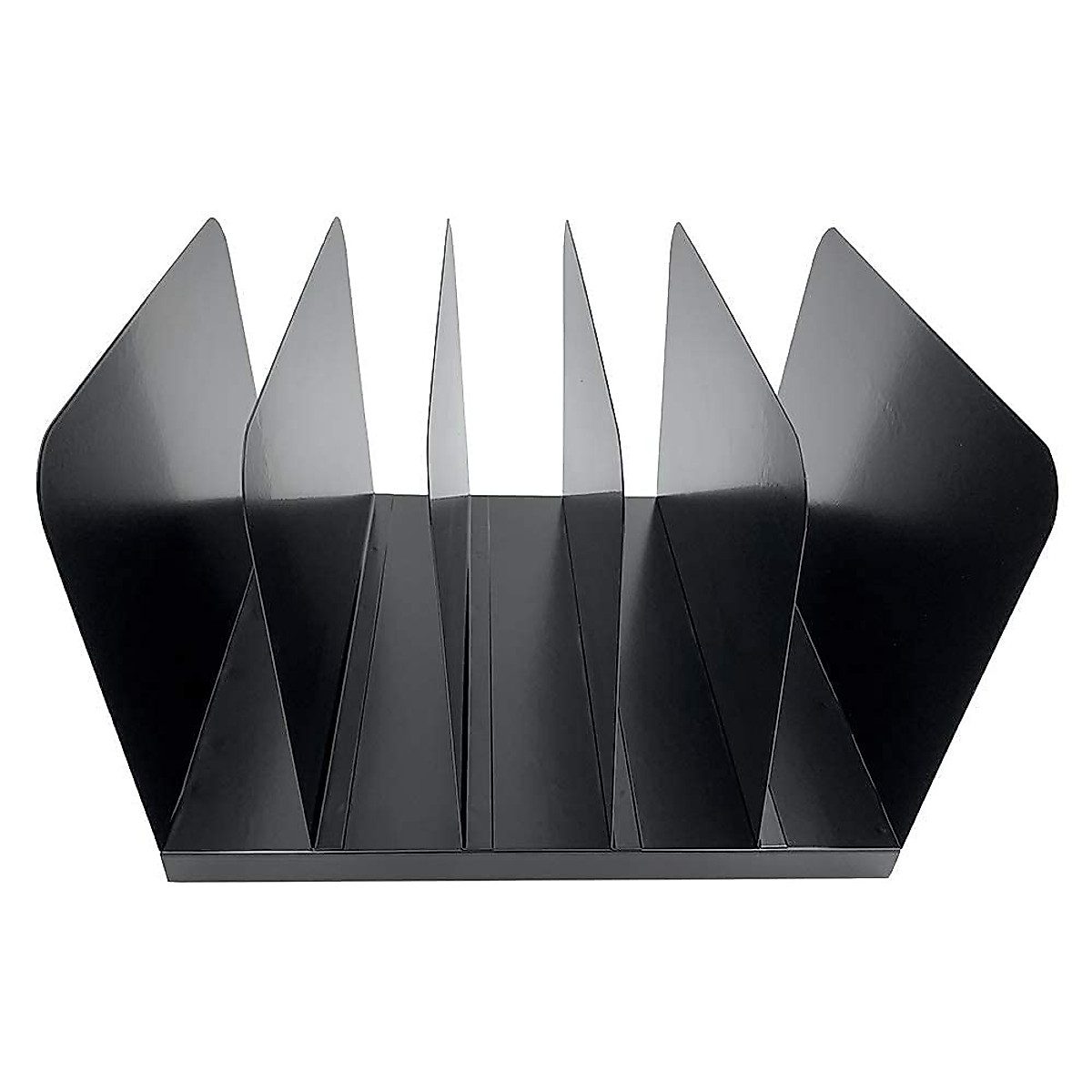 Huron Desktop File Organizer Vertical 5 Slot, Black Steel