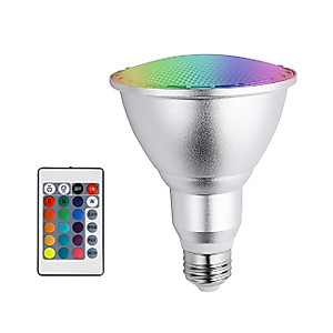 DUDU Led Colored Light Bulb E27 10W PAR30 RGB Dimmable Spotlight 16 Color Changing with IR Remote Control for Home, Living Room, Party Decoration Waterproof Indoor Floodlight
