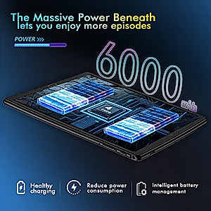 Android 11.0 Tablet 10 Inch Tablets with 4G RAM+ 64GB ROM, 13MP & 5 MP Camera, Quad Core, 6000mAh Battery, 128GB Expand Storage, Touchscreen, Bluetooth/GPS/FM/OTG/GMS/Google Certified (Black)