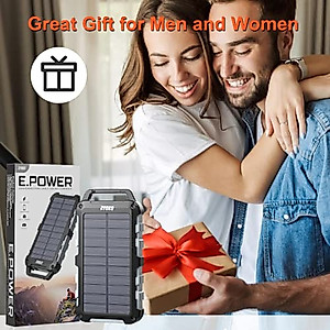 Ryoko Solar Charger Power Bank 20000mAh, Solar Phone Charger with Dual USB 5V Output, 10 LED Flashlights, Waterproof Outdoor Battery Pack for iPhone, Samsung, Switch, Tablet