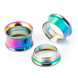 QWERBAM 1 Pair 2-30mm Double Flare Ear Gauge Plug Stainless Steel Screw Fit Flesh Tunnel Plug Ear Gauge Stretcher Expander Dilataciones (Main Stone Color : 26mm, Metal color : Black)