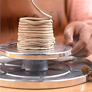 WNGDUA Pottery Turntable 8"/20CM Double-Sided Pottery Wheel Rotating Turntable DIY Clay Tools Sculpting Rotary Plate Aluminium Alloy Cake Turntable Stand Ceramic Sculpting Pottery Cake Turntable