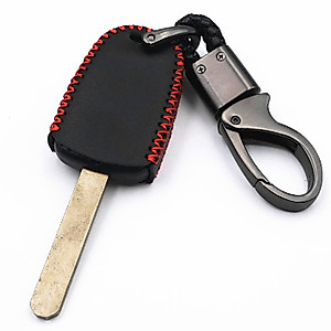MJKEYAuto Black Leather 4 Buttons Remote Smart Key Fob Cover Case Chain for Honda Accord Sport Civic Crosstour CR-V HR-V 2019 2018 2017 2016 2015 2014 2013