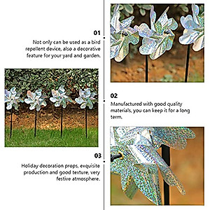 Happyyami 4pcs Reflective Pinwheels Birds Deterrent Bird Devices Bird Windmill High Reflection Pinwheels Bird to Keep Bird, Pigeons, Seagulls Away Garden, House