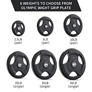 SPART Weight Plate 2-Inch Rubber Coated Olympic Grip Plate for Barbell,Solid Cast Iron Weight Plates in Pairs or Single for Strength Training,Weightlifting,Crossfit,Home Gym, 2.5LB, Pair