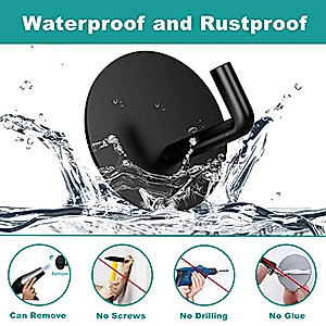 BARONAGE 8 Pack Adhesive Hooks, Towel Hook for Hanging Heavy Duty Waterproof Stainless Steel Robe Coat Hooks Black Wall-Hooks Stick on Bathroom Kitchen Home Door Bedroom