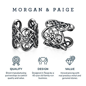MORGAN & PAIGE Celtic Knot Ear Cuff Earrings For Women - Oxidized 925 Sterling Silver Ear Cuff - Mid To Top No Piercing Ear Cuff For Unpierced Ear Conch & Cartilage