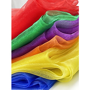 Lolakee Dance Scarves for Kids 12 Pcs Music Scarves Dance Scarf Play Scarves for Children Movement Square Juggling Silk Tricks Scarves Rhythm Band Scarves(6 Colors,24" x 24")