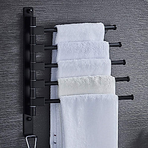 Toxz Swivel Towel Holder 5-Arm Swing Bar Wall Mount Rack Towel Hanger for Bathroom,Rustproof Waterproof Oxidized Alluminum Material(Ship from US!)