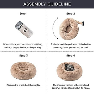 Bedsure Calming Dog Bed for Small Dogs - Donut Washable Small Pet Bed, 23 inches Anti-Slip Round Fluffy Plush Faux Fur Large Cat Bed, Fits up to 25 lbs Pets, Dark Grey